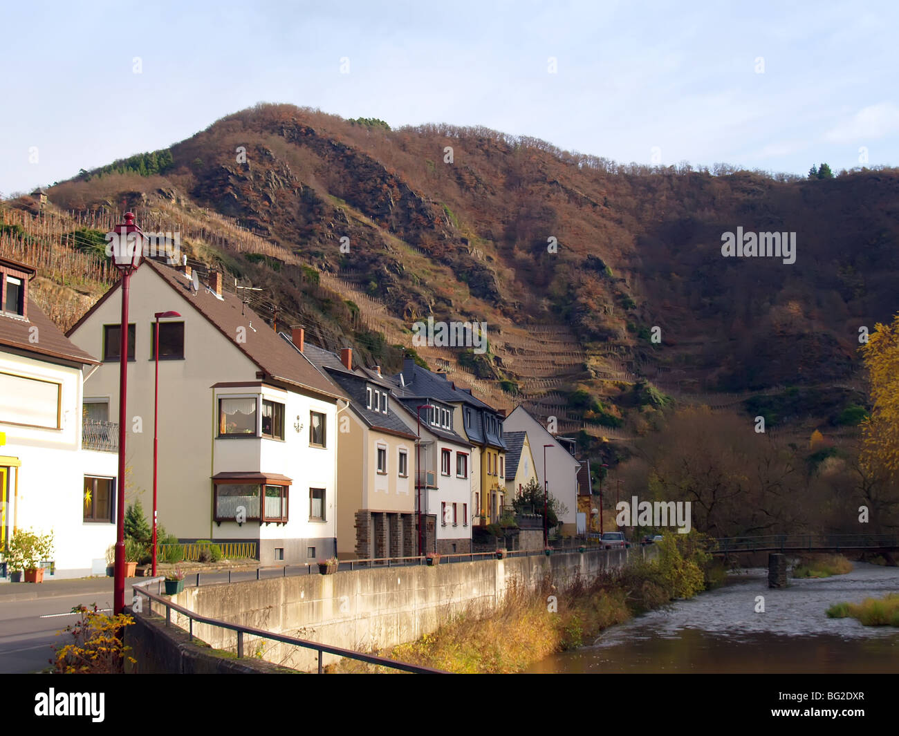 Beautiful village in mountains and river of Germany Stock Photo - Alamy