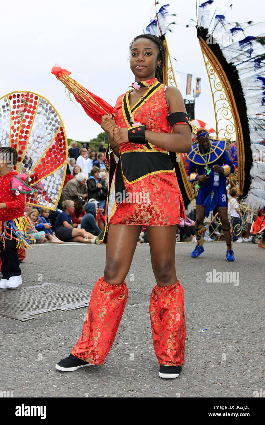 Female Jamaican dancer taking part in the Swanage Carnival Dorset ...