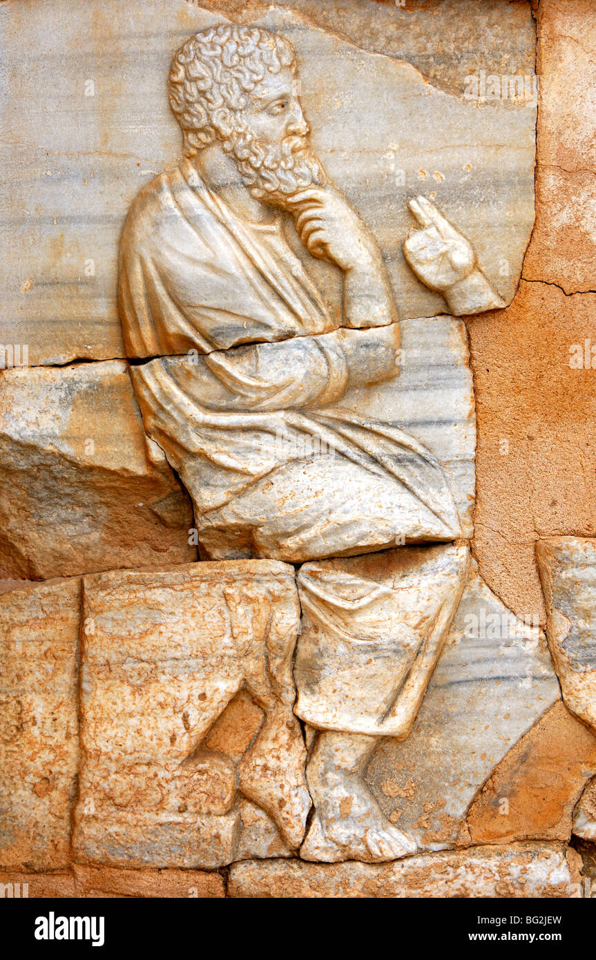 Bas-relief depicting a sitting Roman man, UNESCO World Heritage site ...