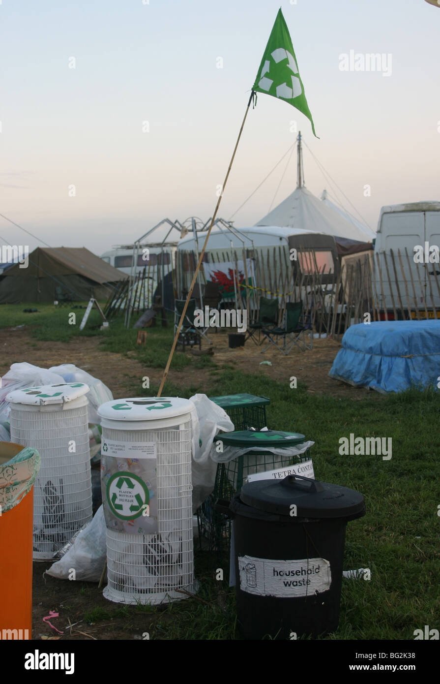 recycling point at festival site Stock Photo - Alamy