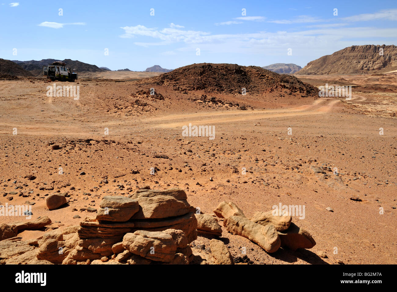 Off road track in south Sinai desert with 4 wheel drive car, Egypt ...