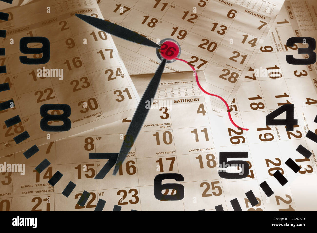 Clock and Calendar Pages Stock Photo - Alamy