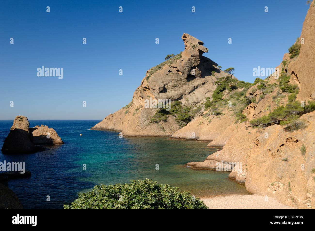 Deserted Pebble Beach, Bay and Narrow Inlet, Calanque de Figuerolles ...