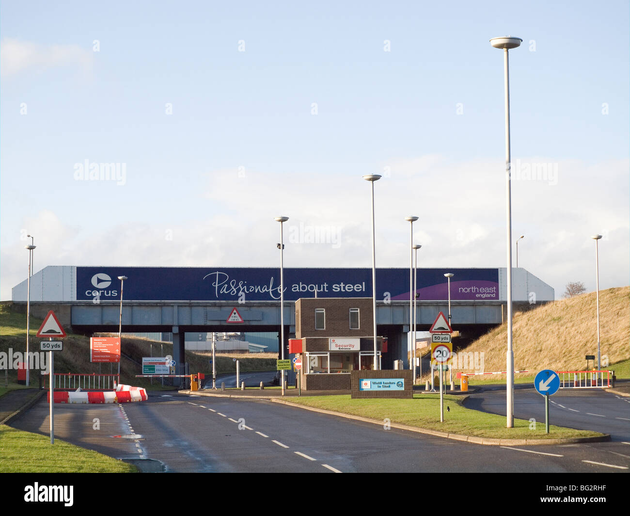 “Passionate about steel” sign above the entrance to Corus Steel works ...