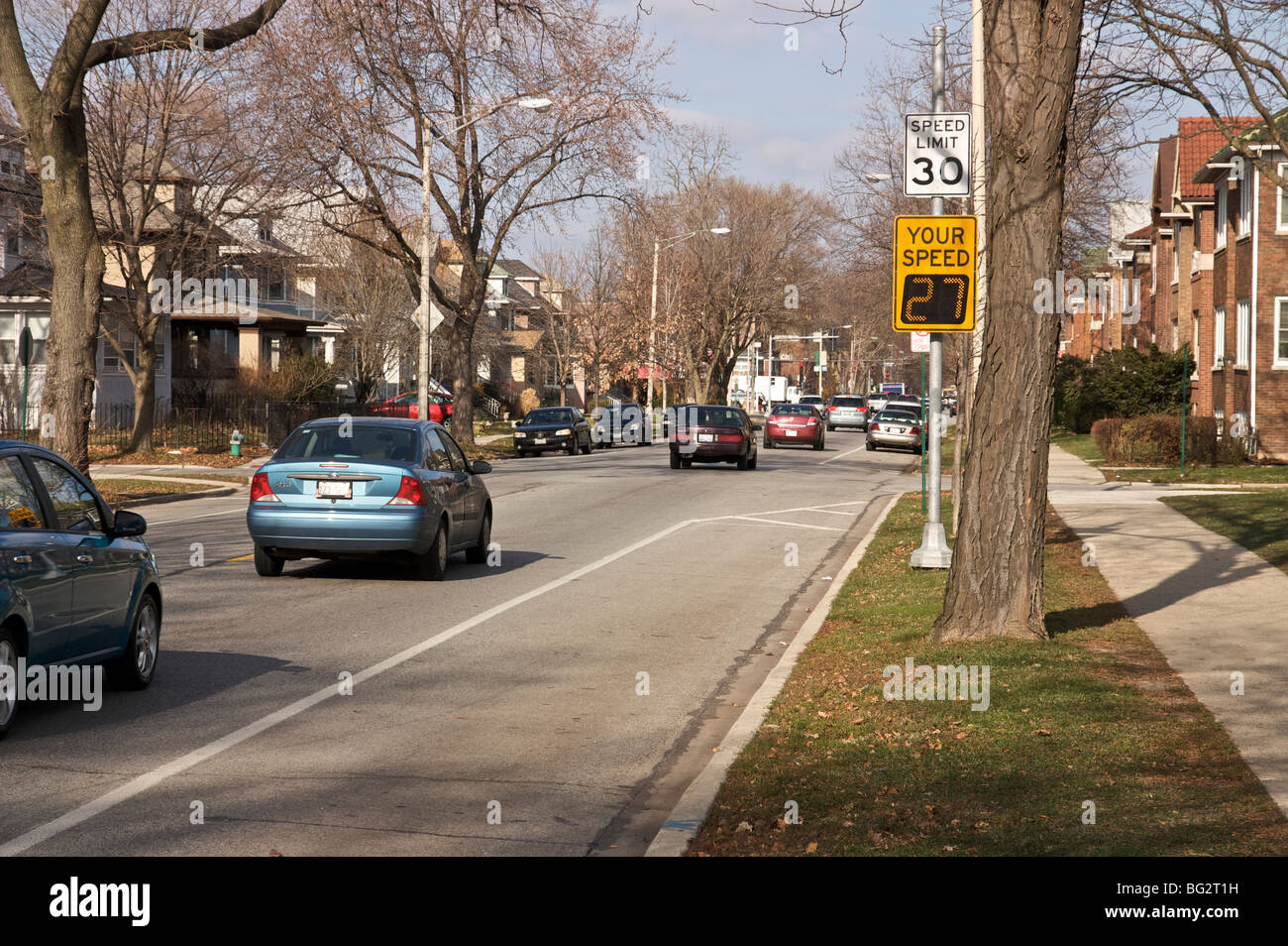 Radar controlled speed limit sign Stock Photo - Alamy