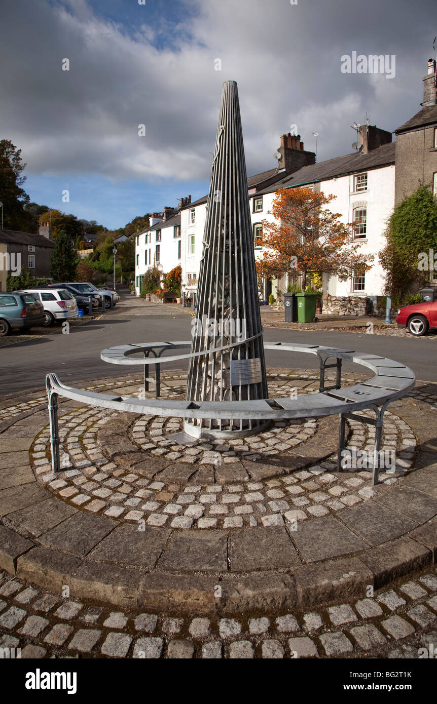 sculpture marking the start of the Cumbria Way long distance path in Th ...
