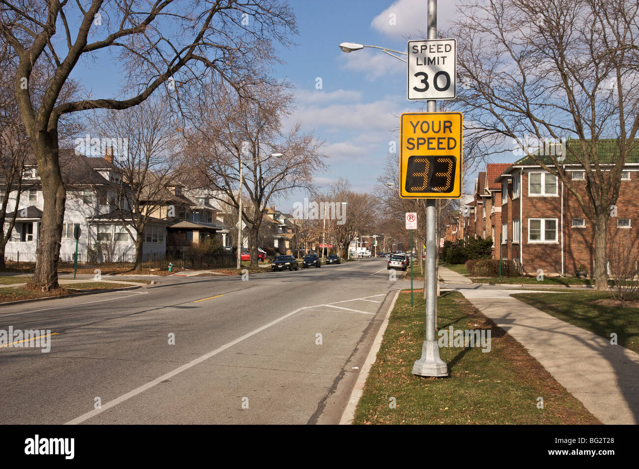 Radar controlled speed limit sign Stock Photo - Alamy