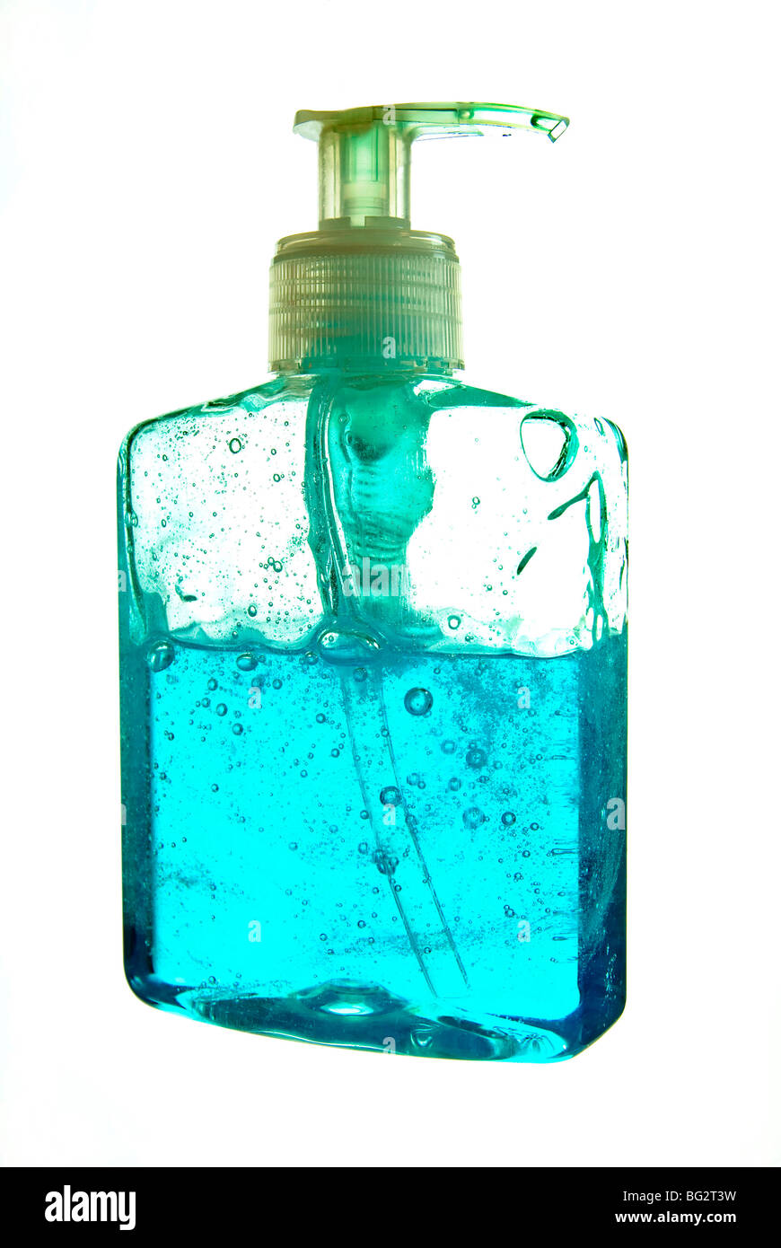 Blue Hand Wash Gel in Pump Dispenser isolated on white background Stock ...