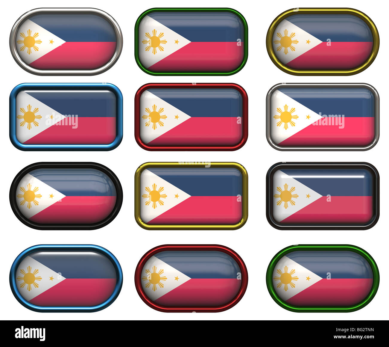 twelve Great buttons of the Flag of Philippines Stock Photo - Alamy