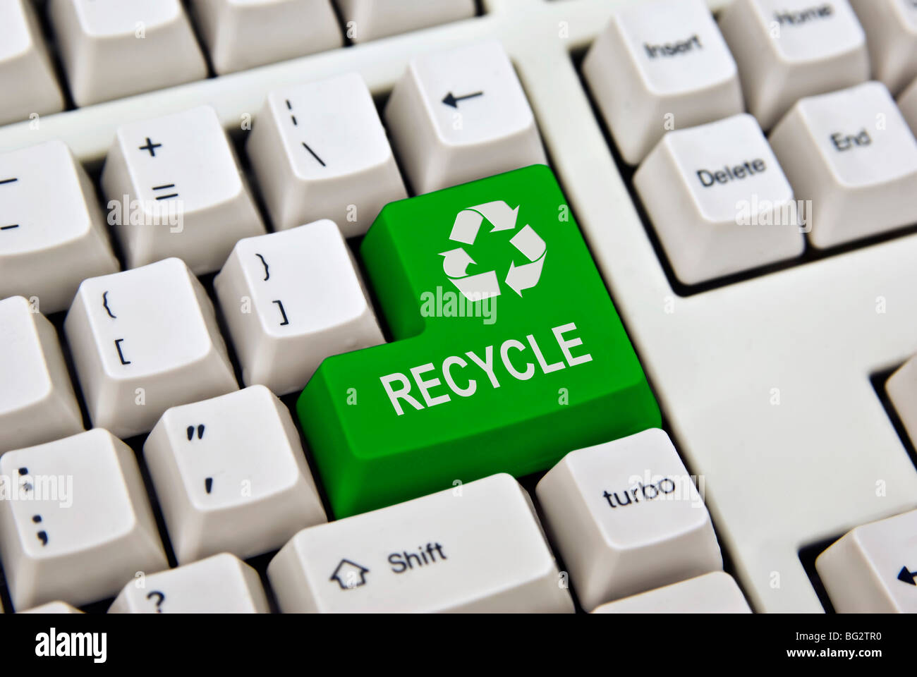green recycle key on this keyboard Stock Photo - Alamy