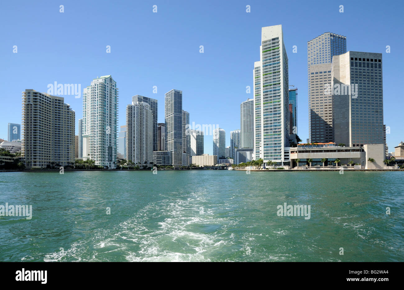 Downtown Miami Skyline from the Biscayne Bay, Florida Stock Photo - Alamy