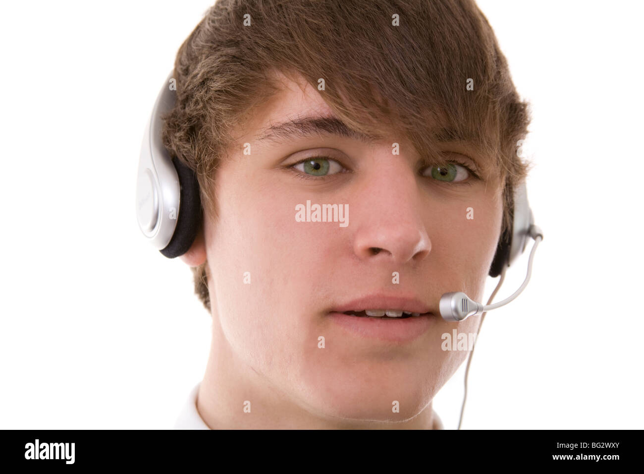 Call centre operator using telephone hi-res stock photography and ...