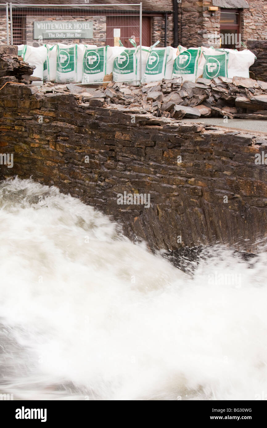 A flood damaged bridge in Backbarrow, Cumbria Stock Photo - Alamy