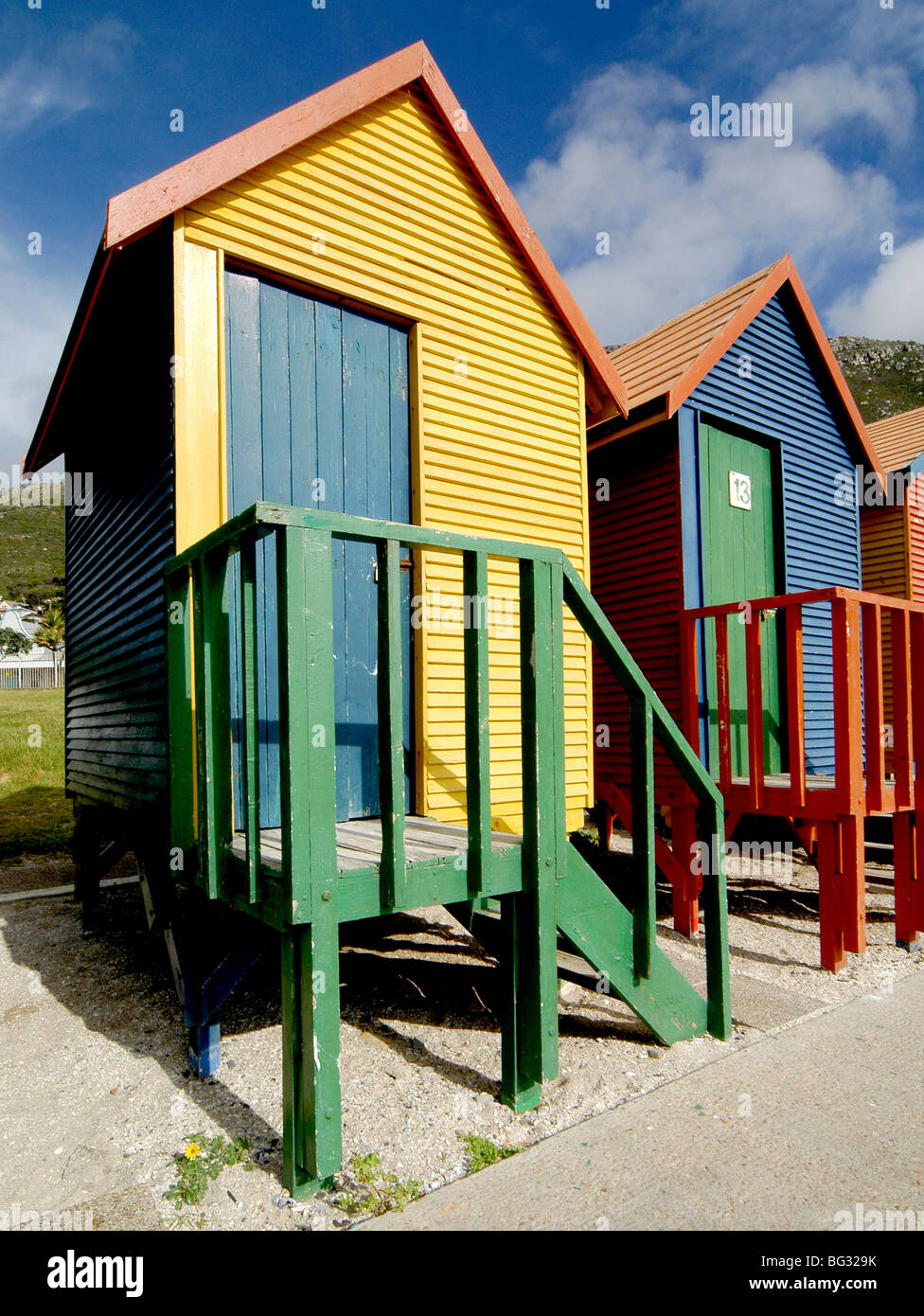 Wooden bathing huts on the beach at Muizenberg Stock Photo - Alamy