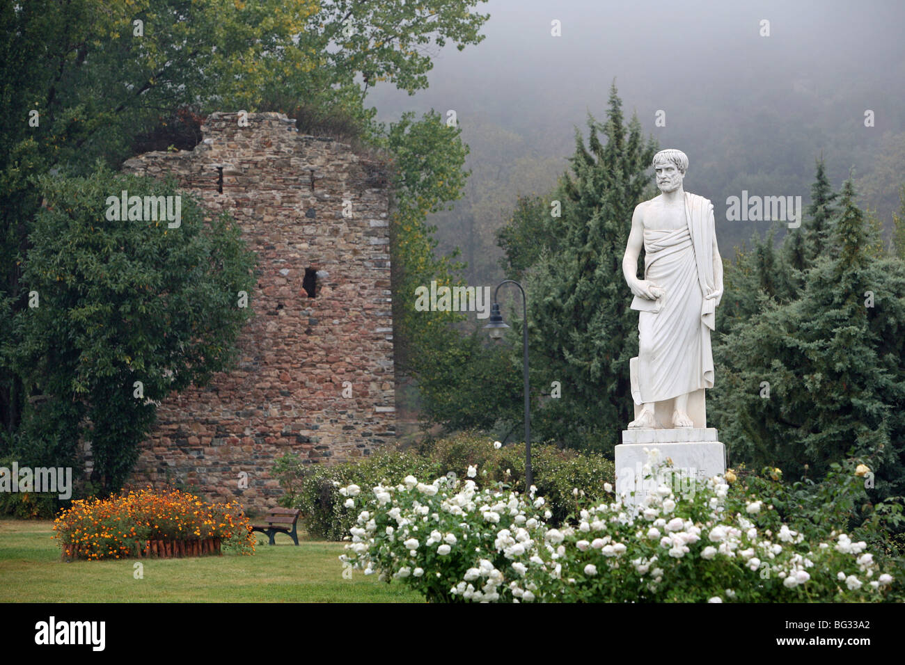 Statue of Aristotle at Stageira - his birthplace Stock Photo - Alamy