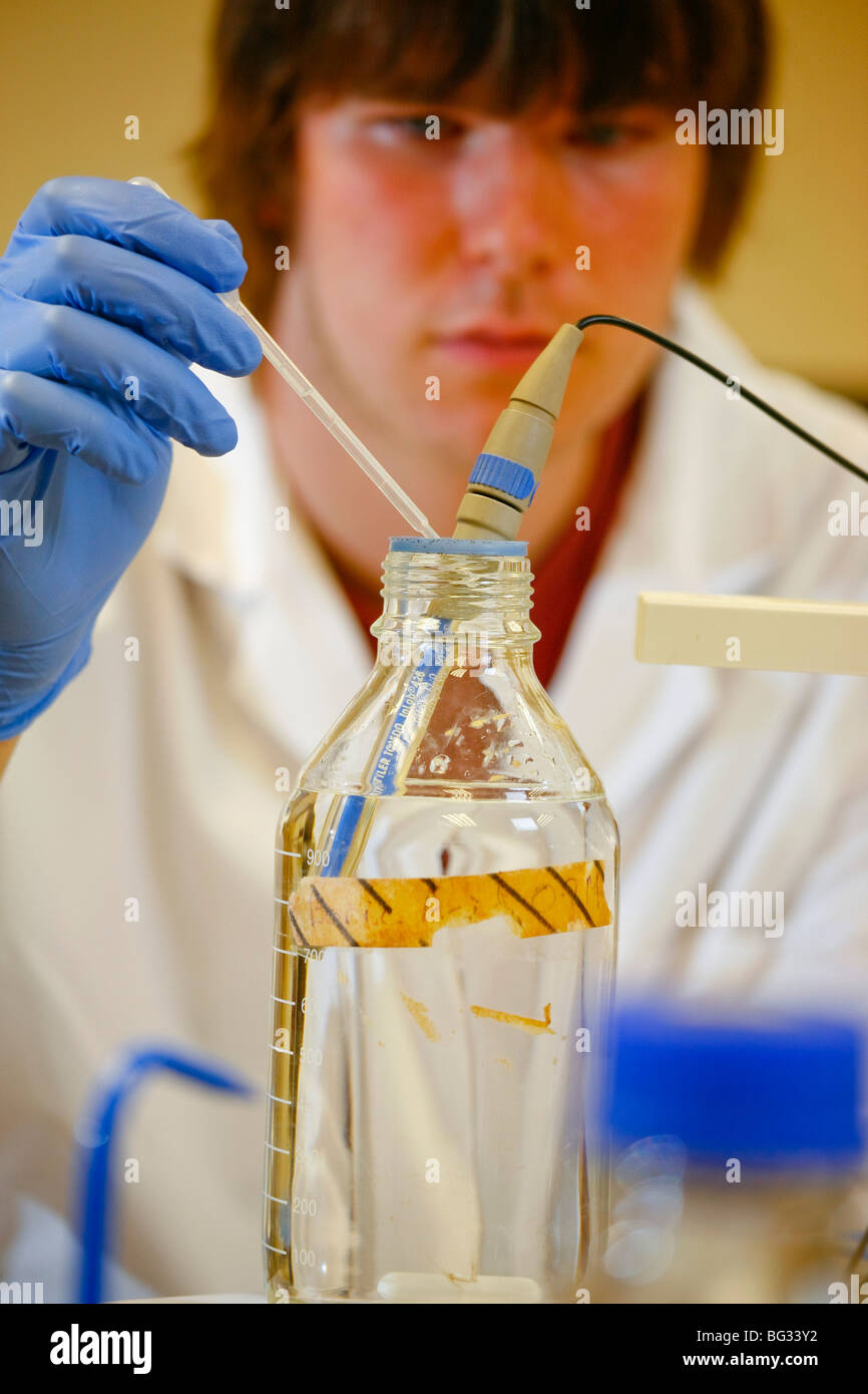 Male science research student in a laboratory testing Stock Photo - Alamy