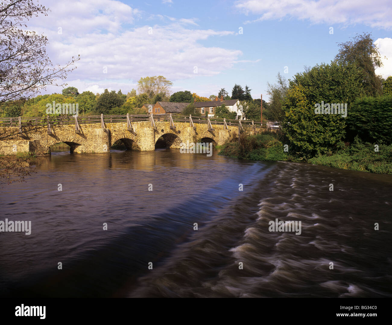 The River Wey by old Tilford Bridge and ford. Tilford Surrey England UK ...