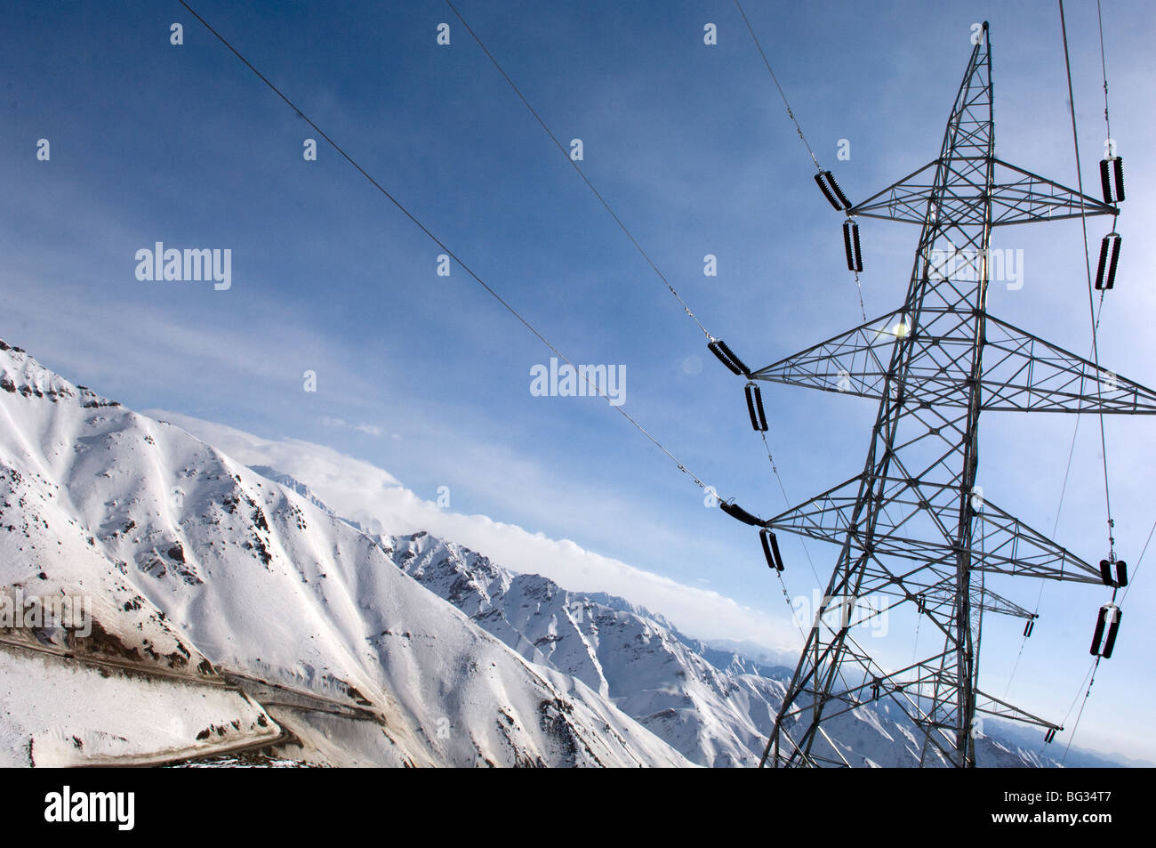 Electricity lines on the salang pass hi-res stock photography and ...