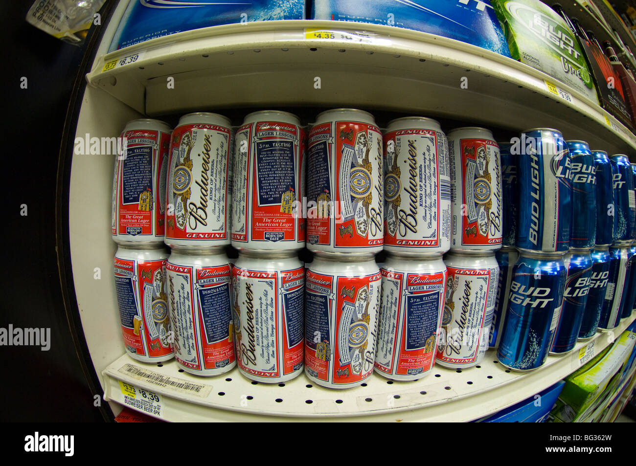 A display of Budweiser by the brewer Anheuser-Busch in a supermarket in ...