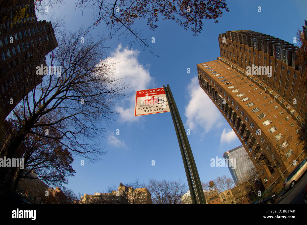 A no standing access-a-ride bus stop sign is seen in the Chelsea ...