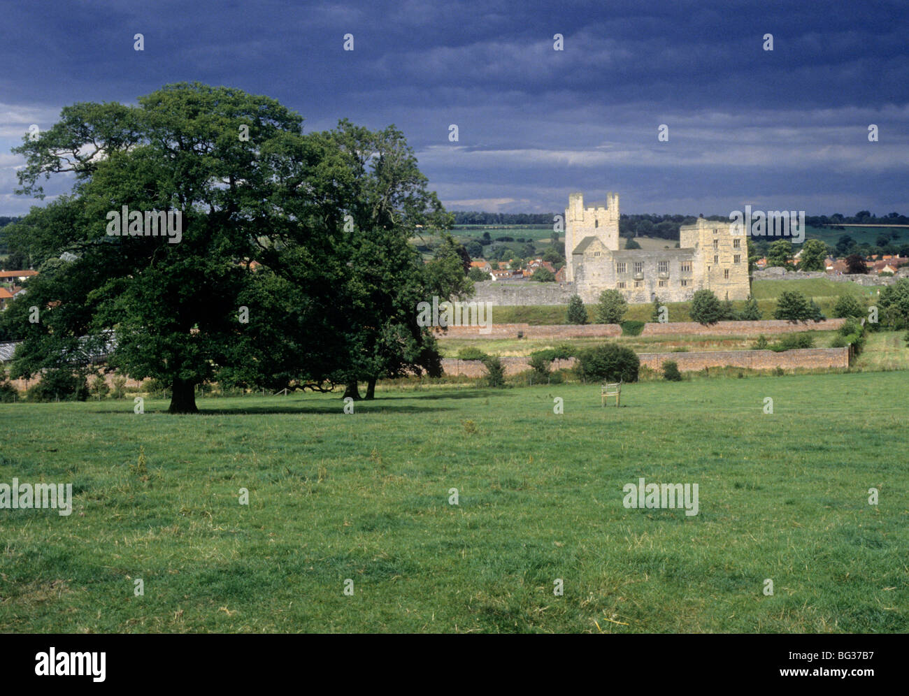 Helmsley Castle Yorkshire general view in setting England UK English ...