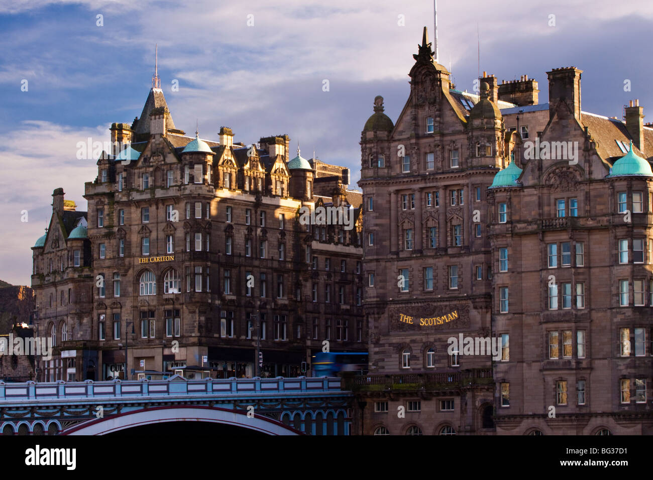 Scotland,Edinburgh City. The Scotsman Building alongside the North ...