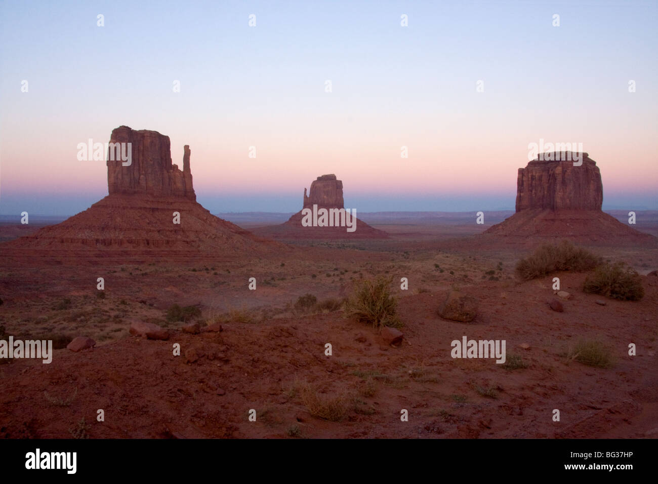 Monument Valley's West Mitten Butte, East Mitten Butte and Merrick ...