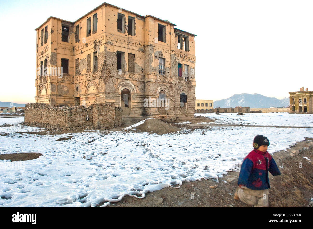 Bombed house near the Darul Aman's palace which was destroyed during ...