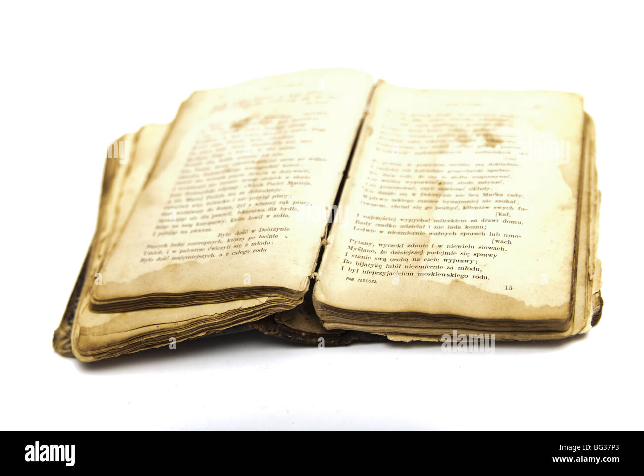 opened old antique book isolated Stock Photo - Alamy