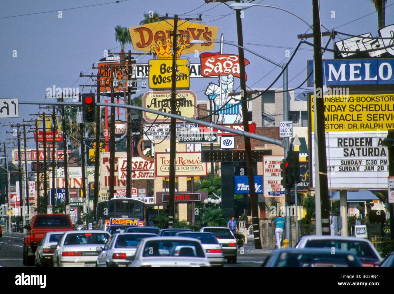 Disneyland area Anaheim California USA clutter ad view Stock Photo - Alamy