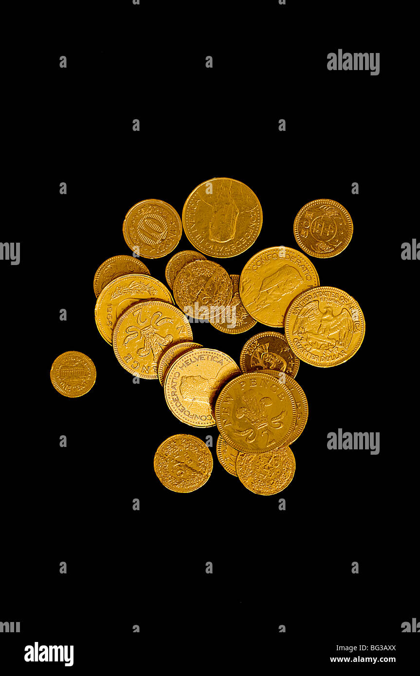 Bag chocolate coins hi-res stock photography and images - Alamy