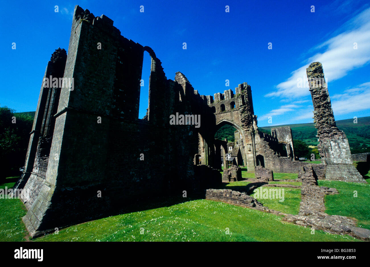 The ruins of Llanthony Priory in the Black Mountains near Abergavenny ...