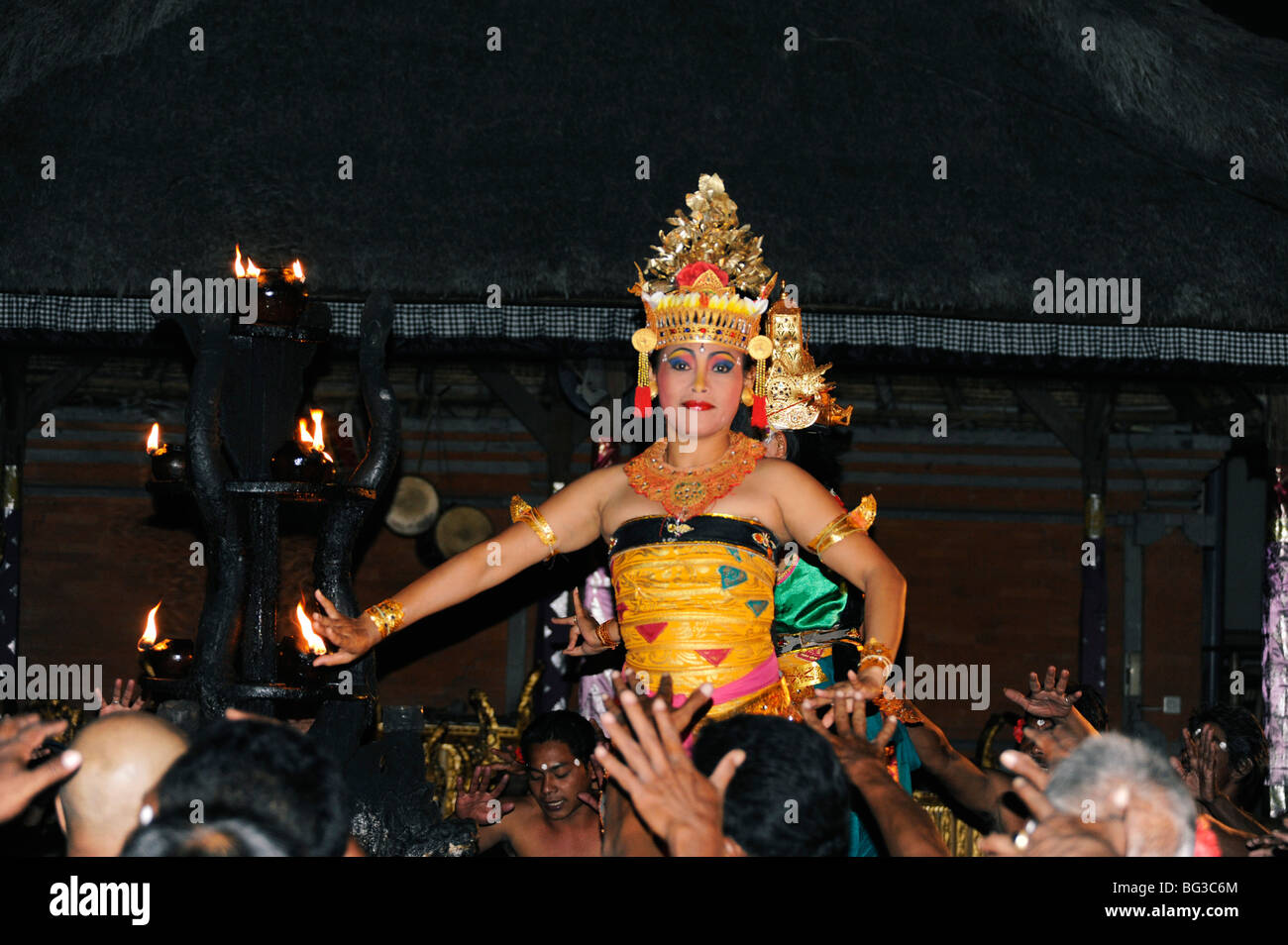Traditional Kecak Fire Dance near Sanur, Bali, Indonesia Stock Photo ...