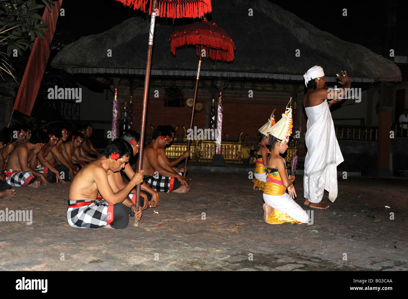 Traditional Kecak Fire Dance near Sanur, Bali, Indonesia Stock Photo ...