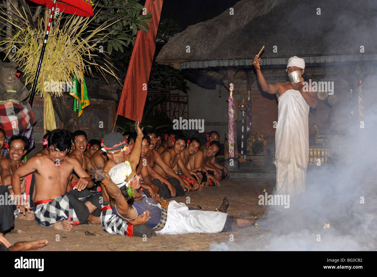 Traditional Kecak Fire Dance near Sanur, Bali, Indonesia Stock Photo ...