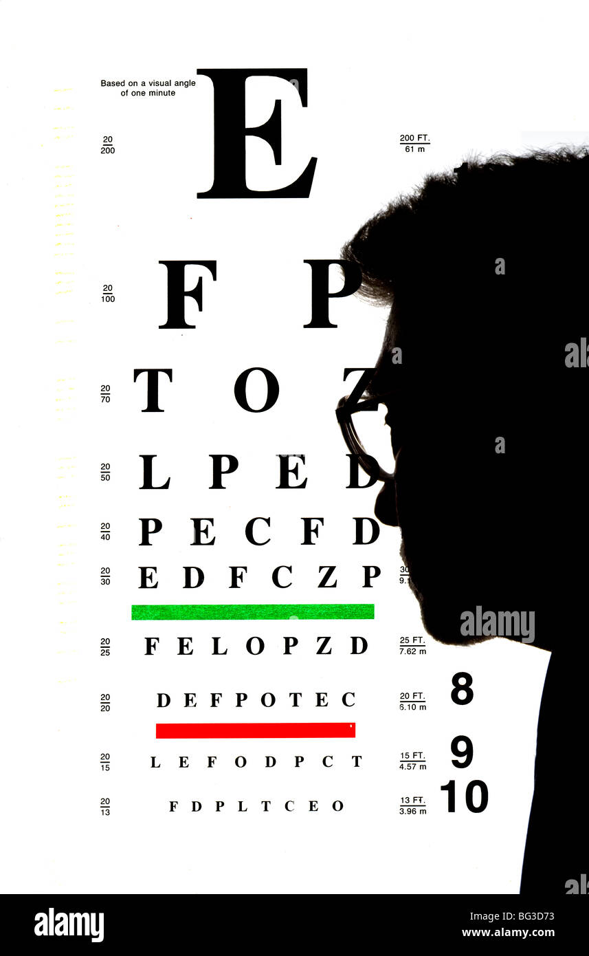 silhouette of man studying eye chart Stock Photo - Alamy