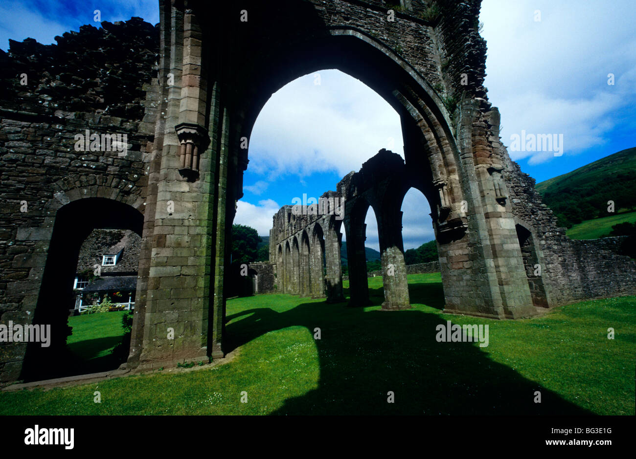 The ruins of Llanthony Priory in the Black Mountains near Abergavenny ...