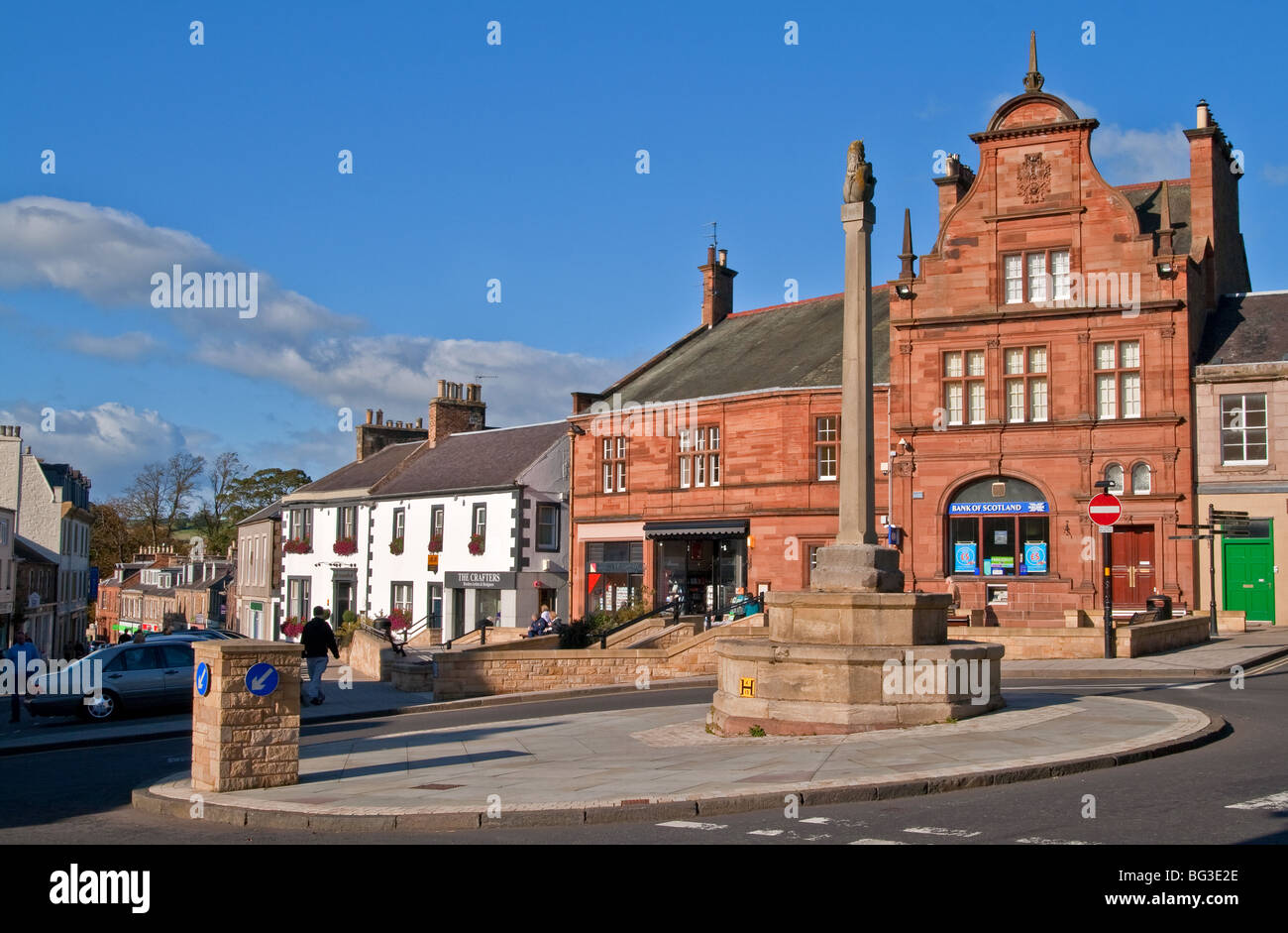 Melrose Town Square with Mercat Cross, Melrose, Borders County ...