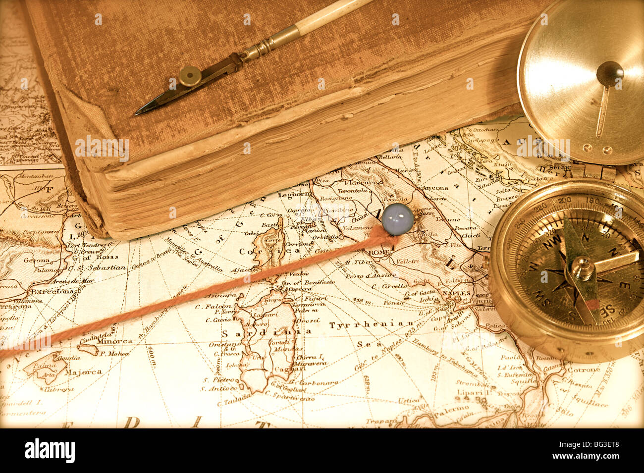 Vintage map of a world traveler (NOTE: 1907 copyright EXPIRED in 1982 ...