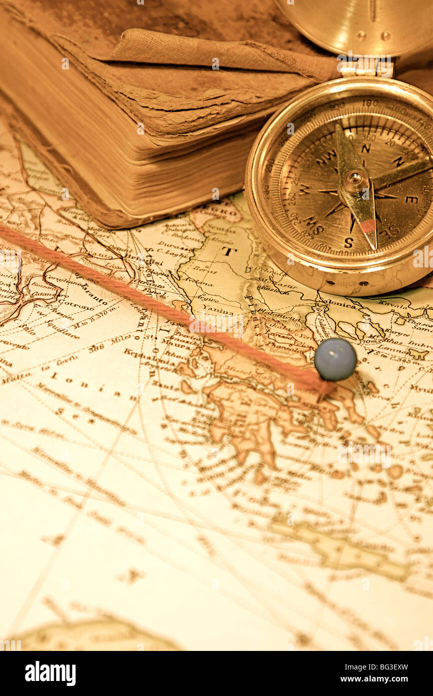 Vintage map of a world traveler (NOTE: 1907 copyright EXPIRED in 1982 ...