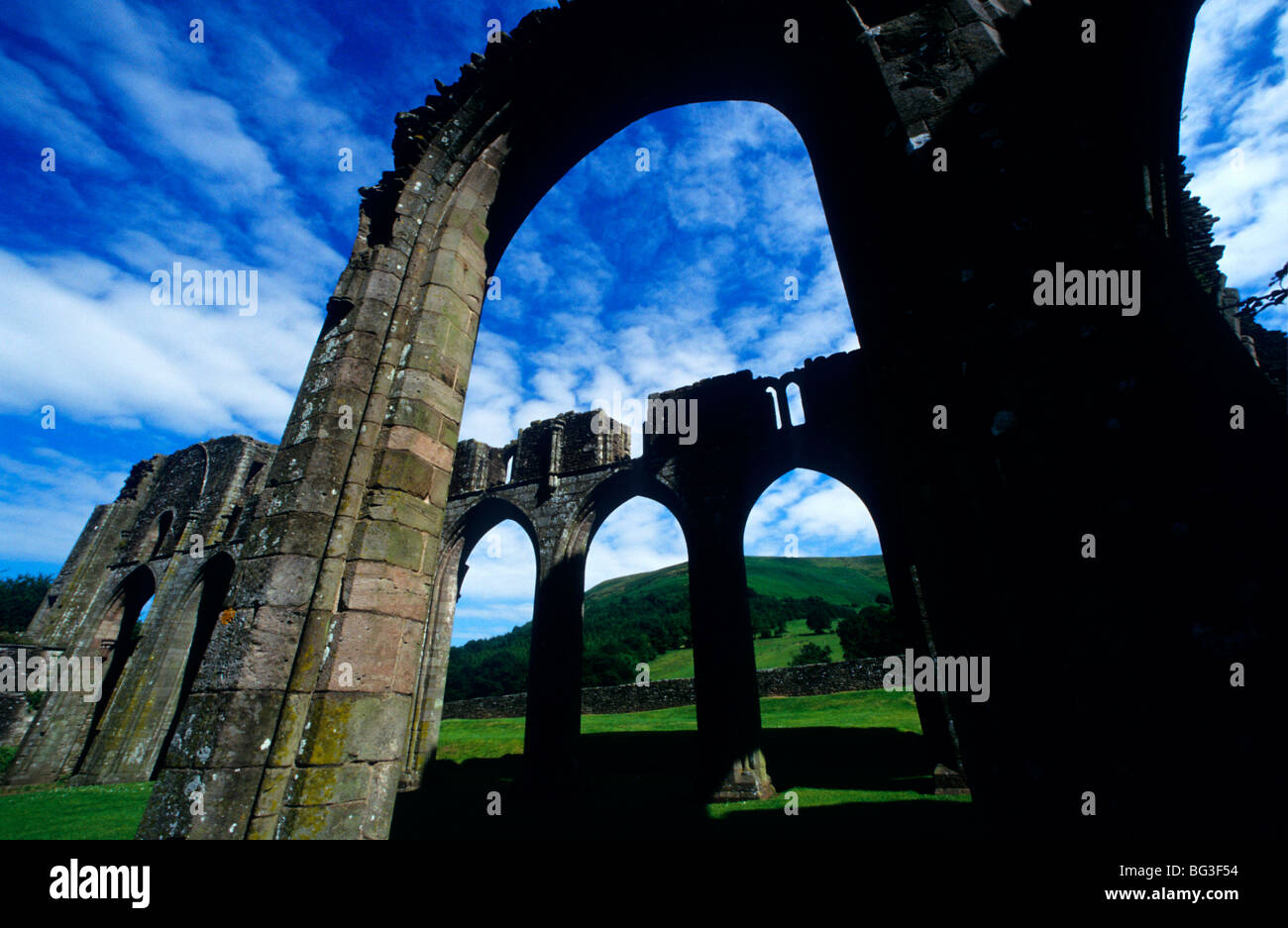 The ruins of Llanthony Priory in the Black Mountains near Abergavenny ...
