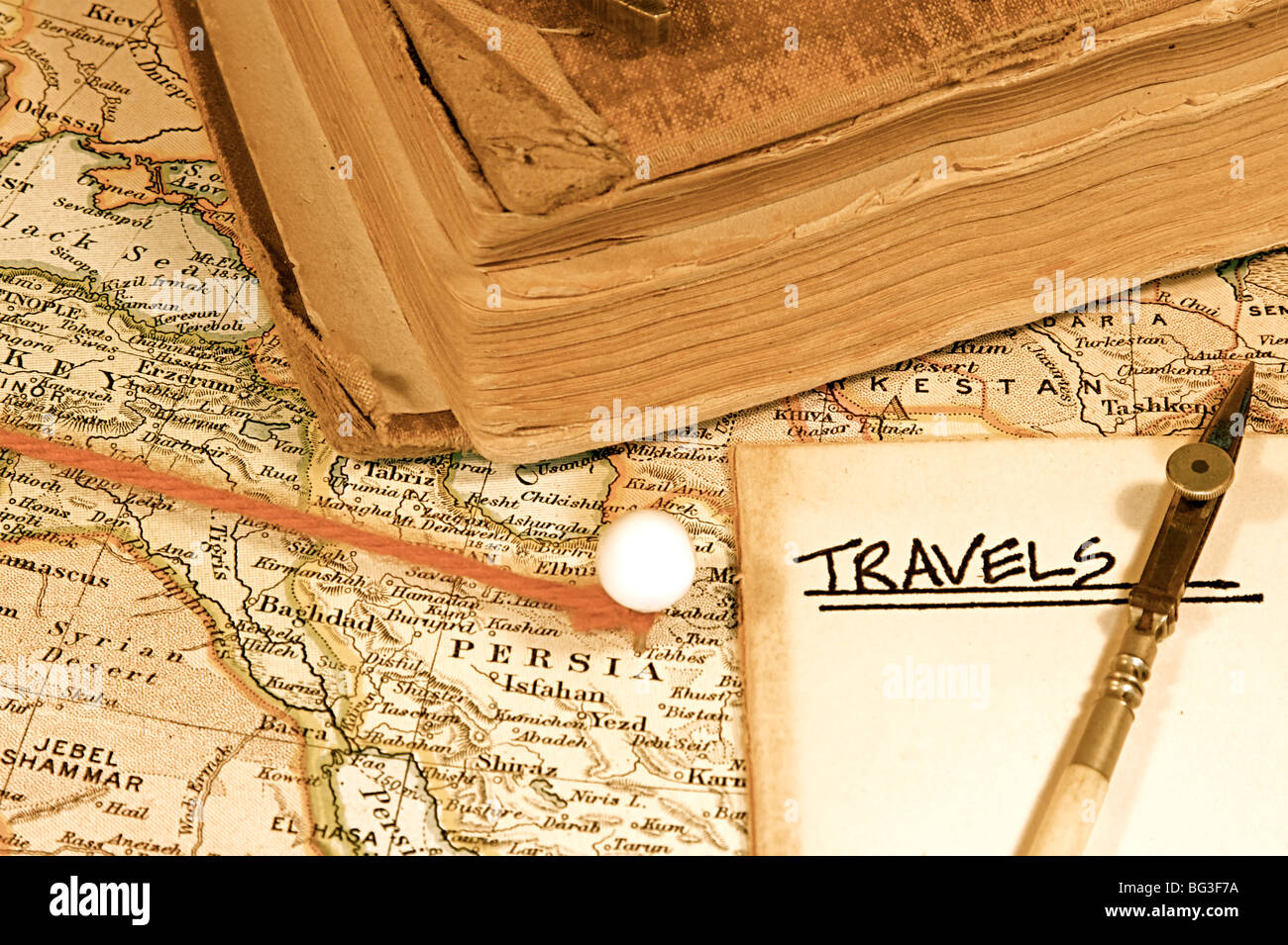 Vintage map of a world traveler (NOTE: 1907 copyright EXPIRED in 1982 ...