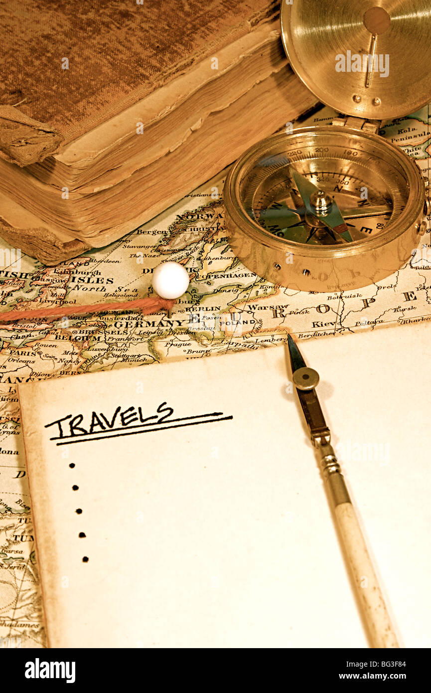 Vintage map of a world traveler (NOTE: 1907 copyright EXPIRED in 1982 ...