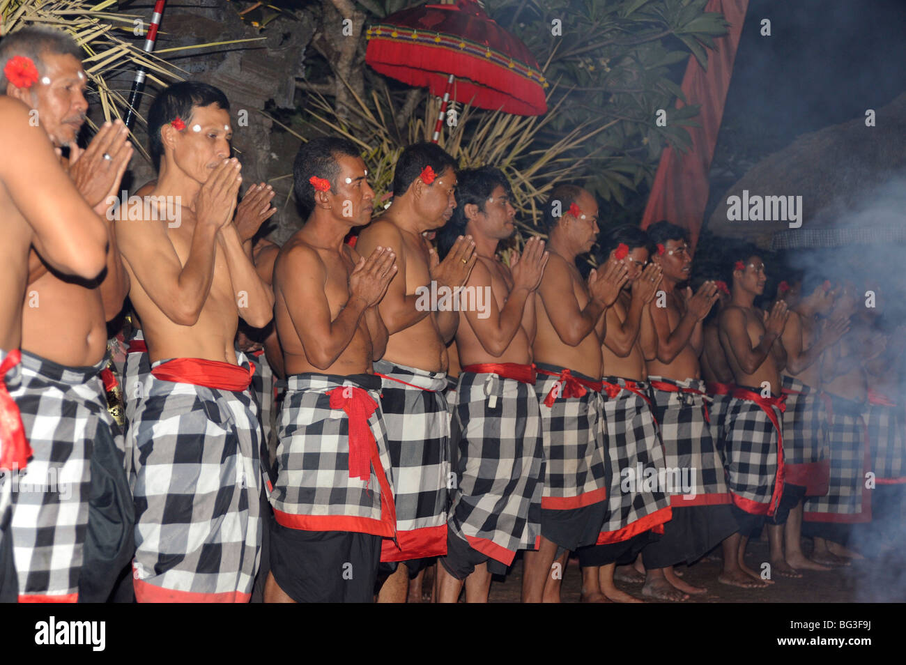 Traditional Kecak Fire Dance near Sanur, Bali, Indonesia Stock Photo ...