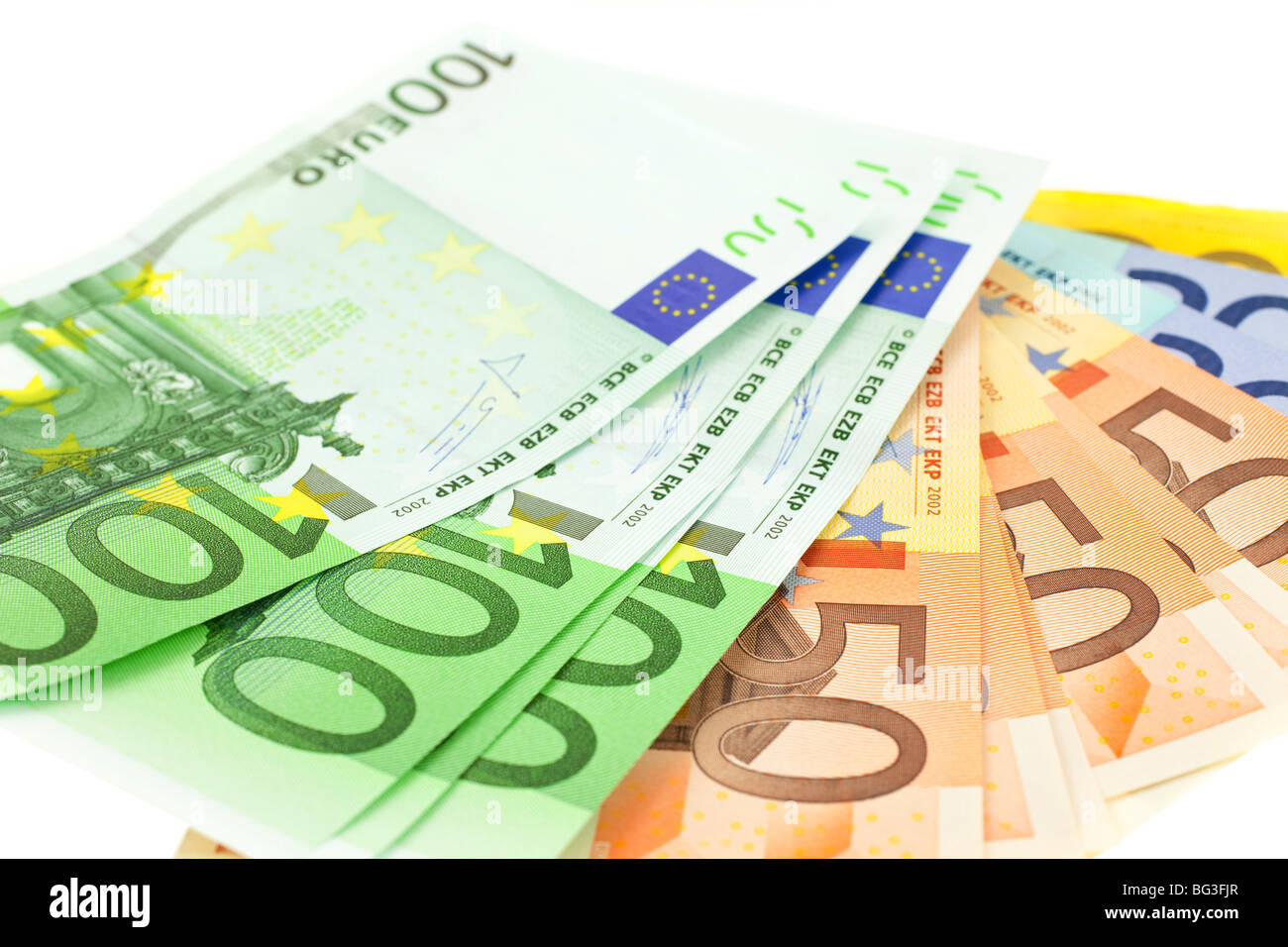 some euro notes on white background Stock Photo - Alamy