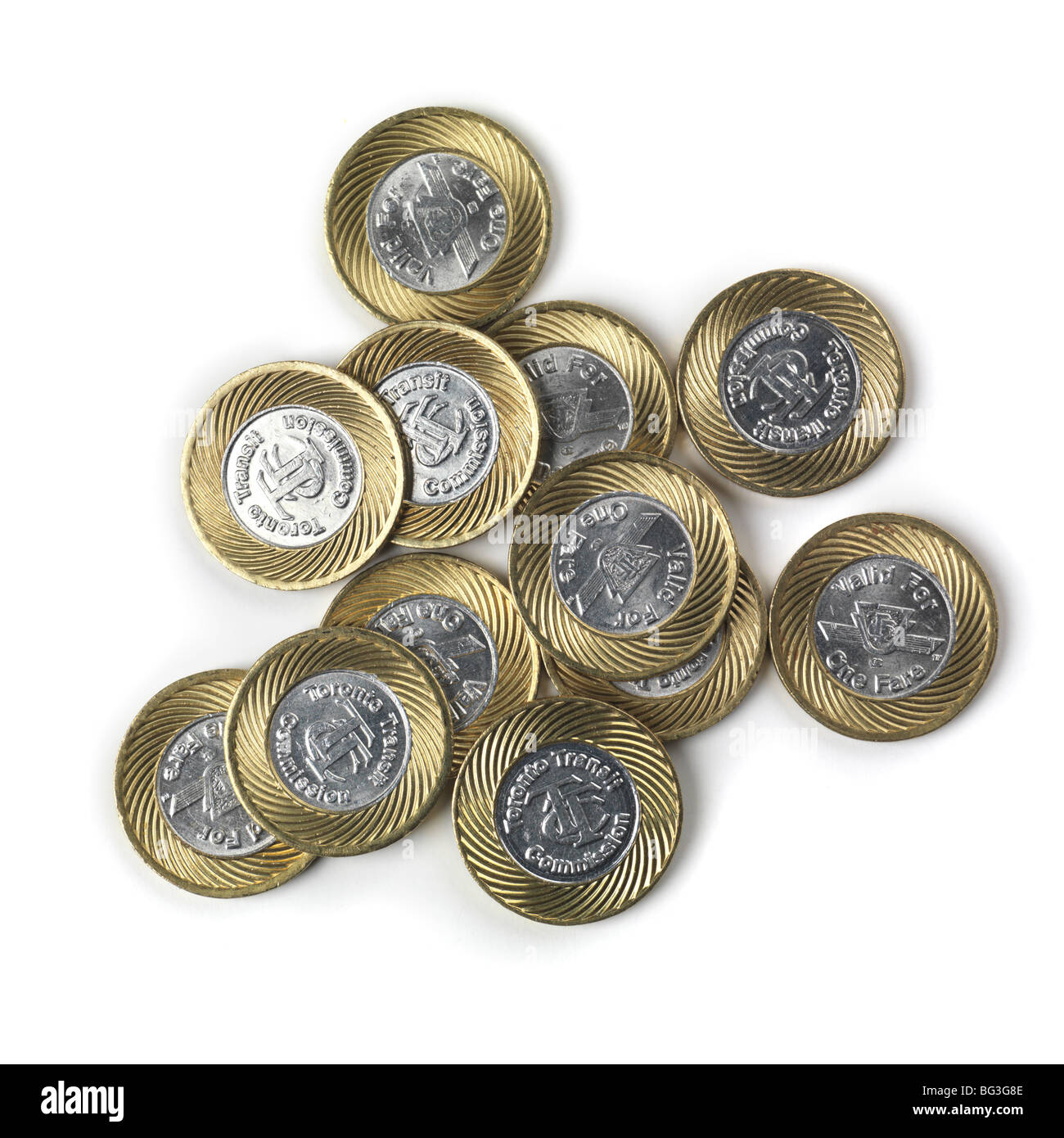 TTC Toronto Transit Commission Tokens. Isolated on white background ...
