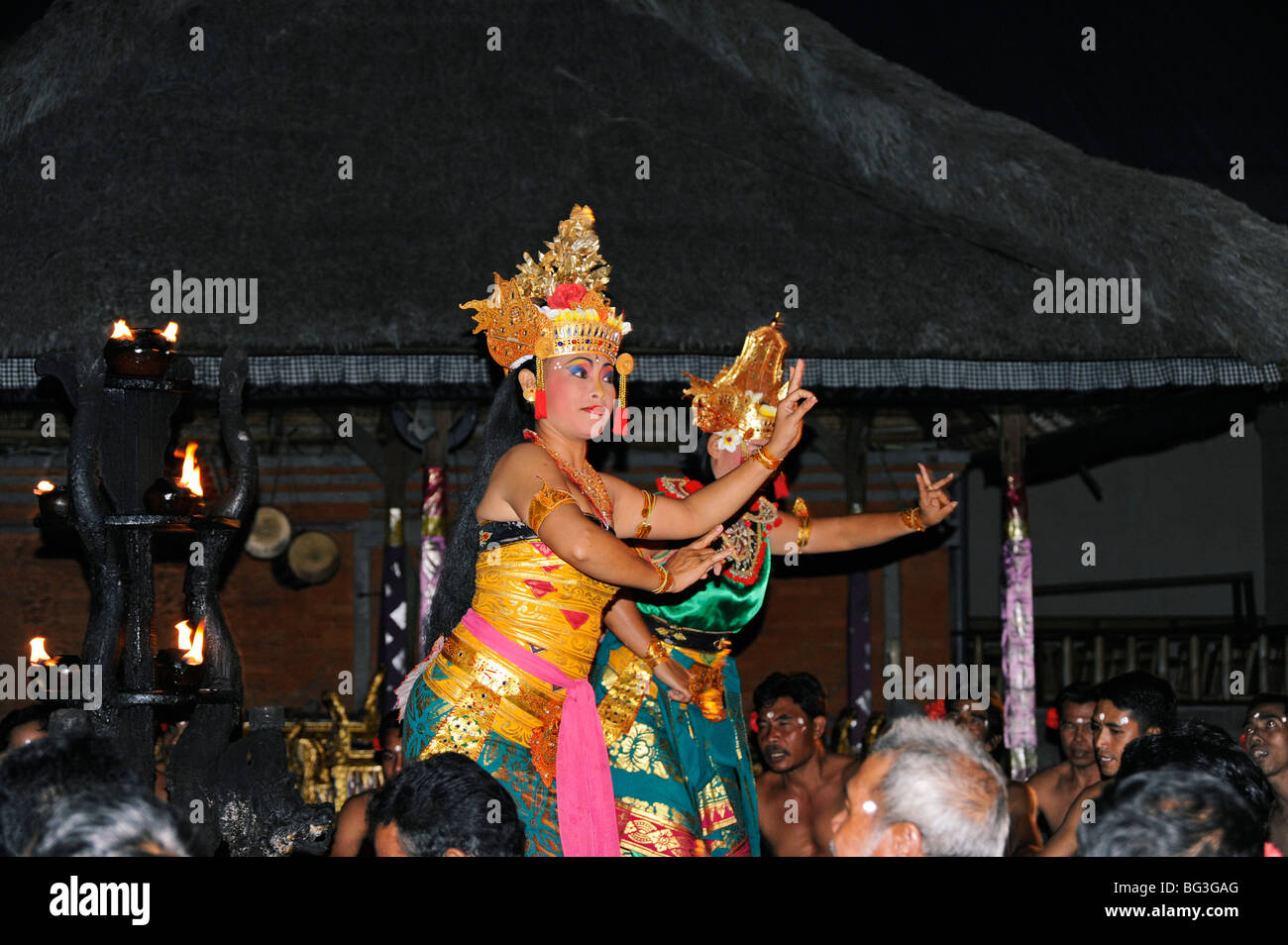 Traditional Kecak Fire Dance near Sanur, Bali, Indonesia Stock Photo ...