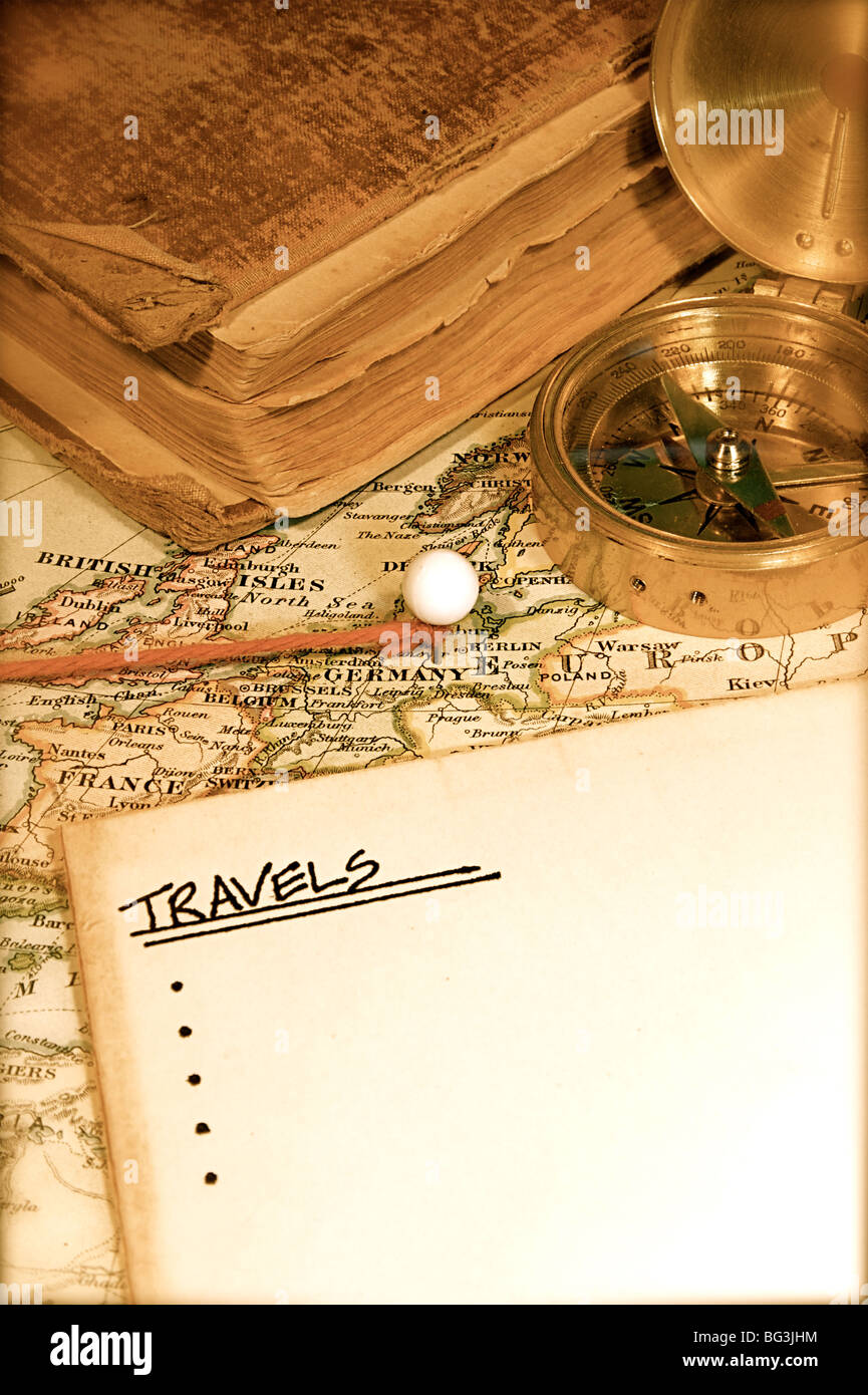 Vintage map of a world traveler (NOTE: 1907 copyright EXPIRED in 1982 ...