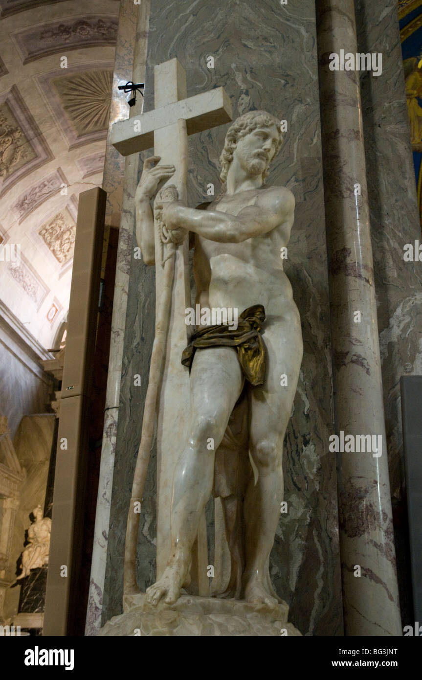 Michelangelo's Christ the Redeemer near the altar inside Santa Maria ...