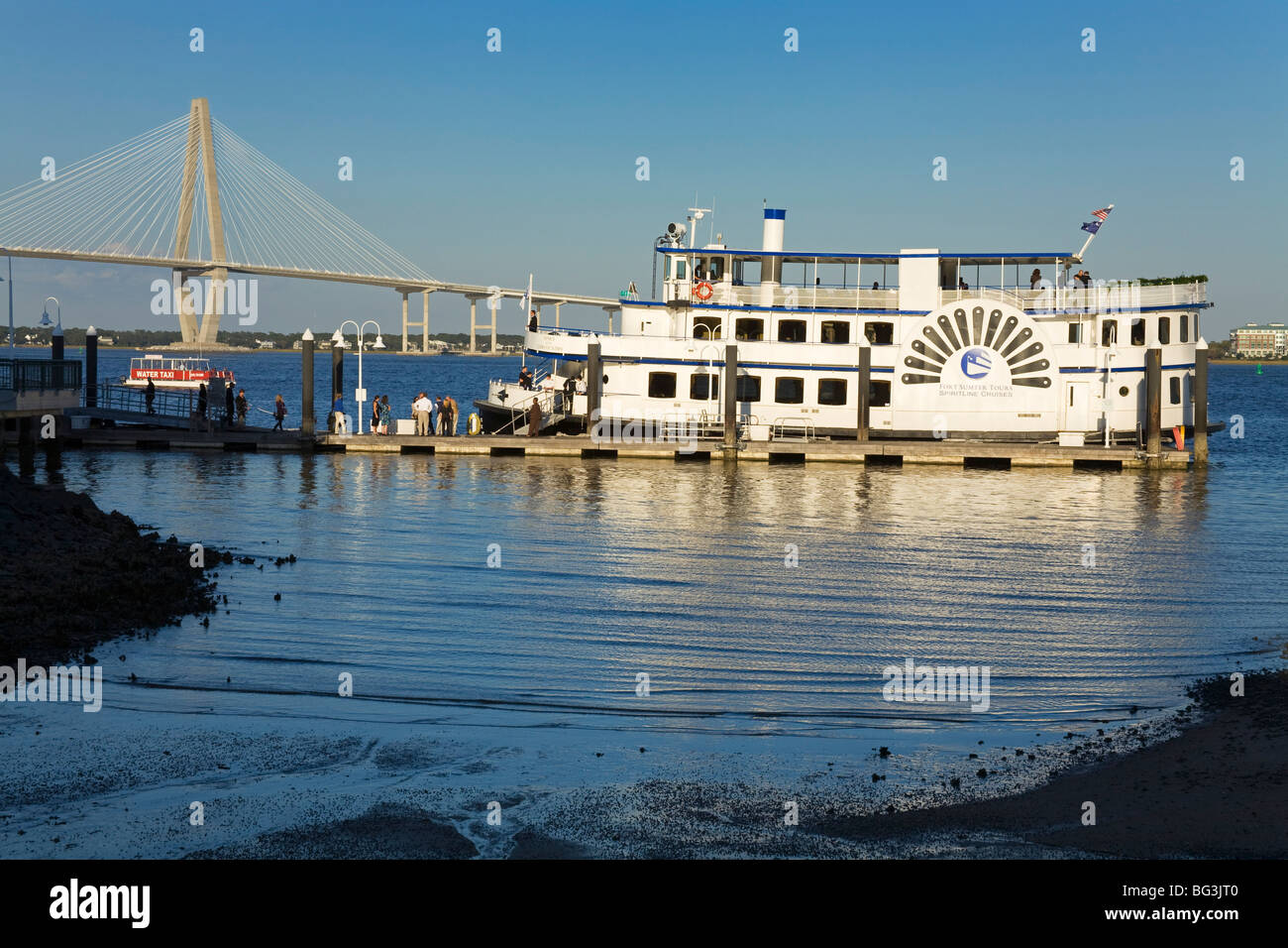 Tour Boat and Arthur Ravenel Jr. Bridge, Liberty Square, Charleston ...